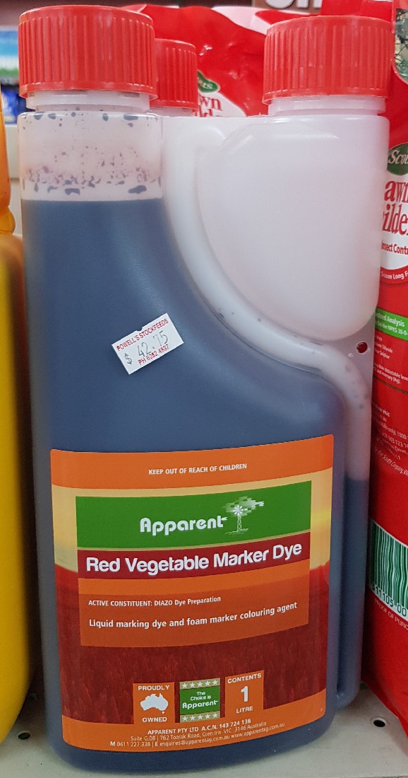 Apparent Red Vegetable Mark dye 1ltr – Powells' Stockfeeds
